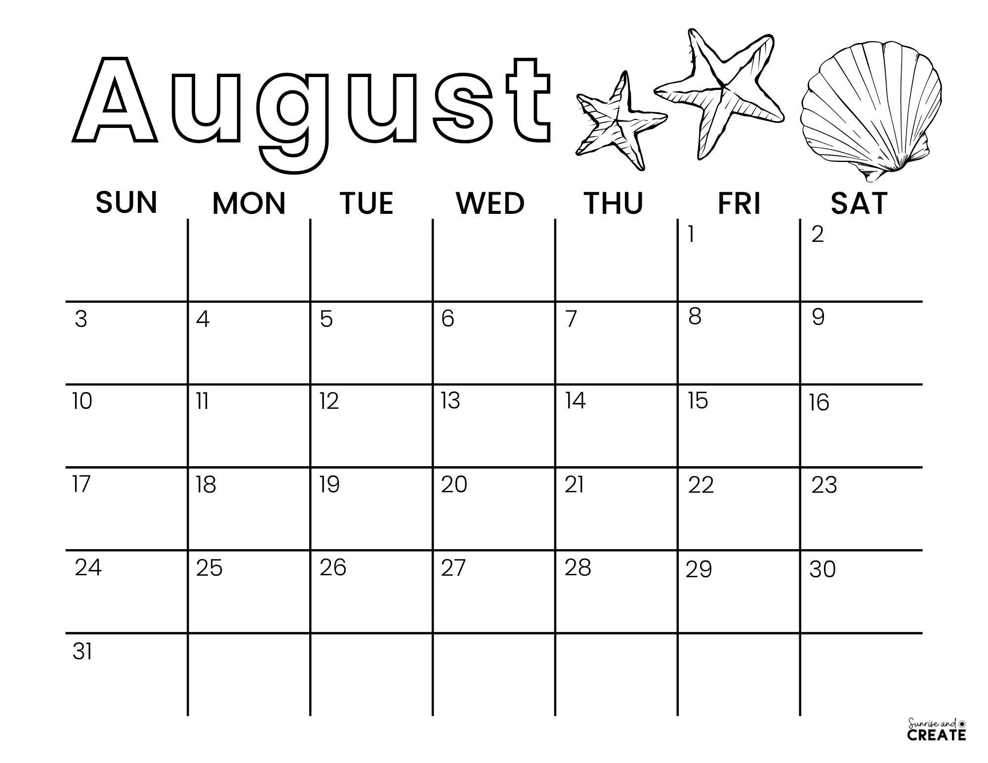 August 2025 Coloring Calendars - Free Printables