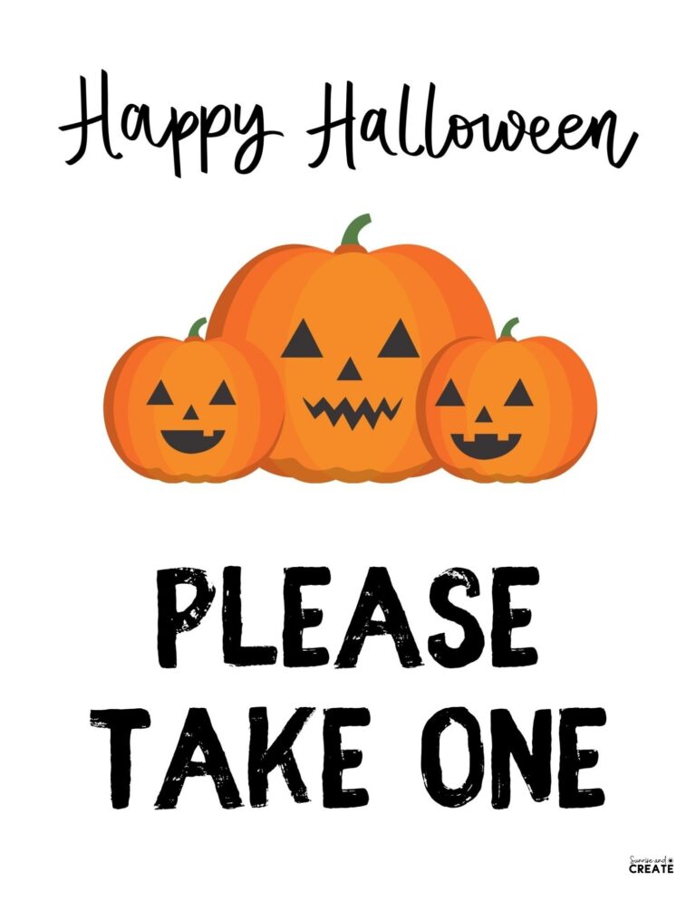 Please Take One Halloween Signs - Free Printables